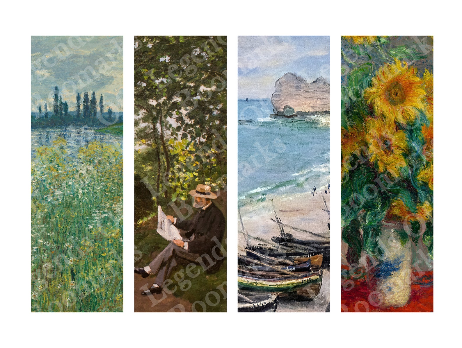 Printable Monet Bookmark Set of 4 Bundle Claude Monet Bookmark Monet ...