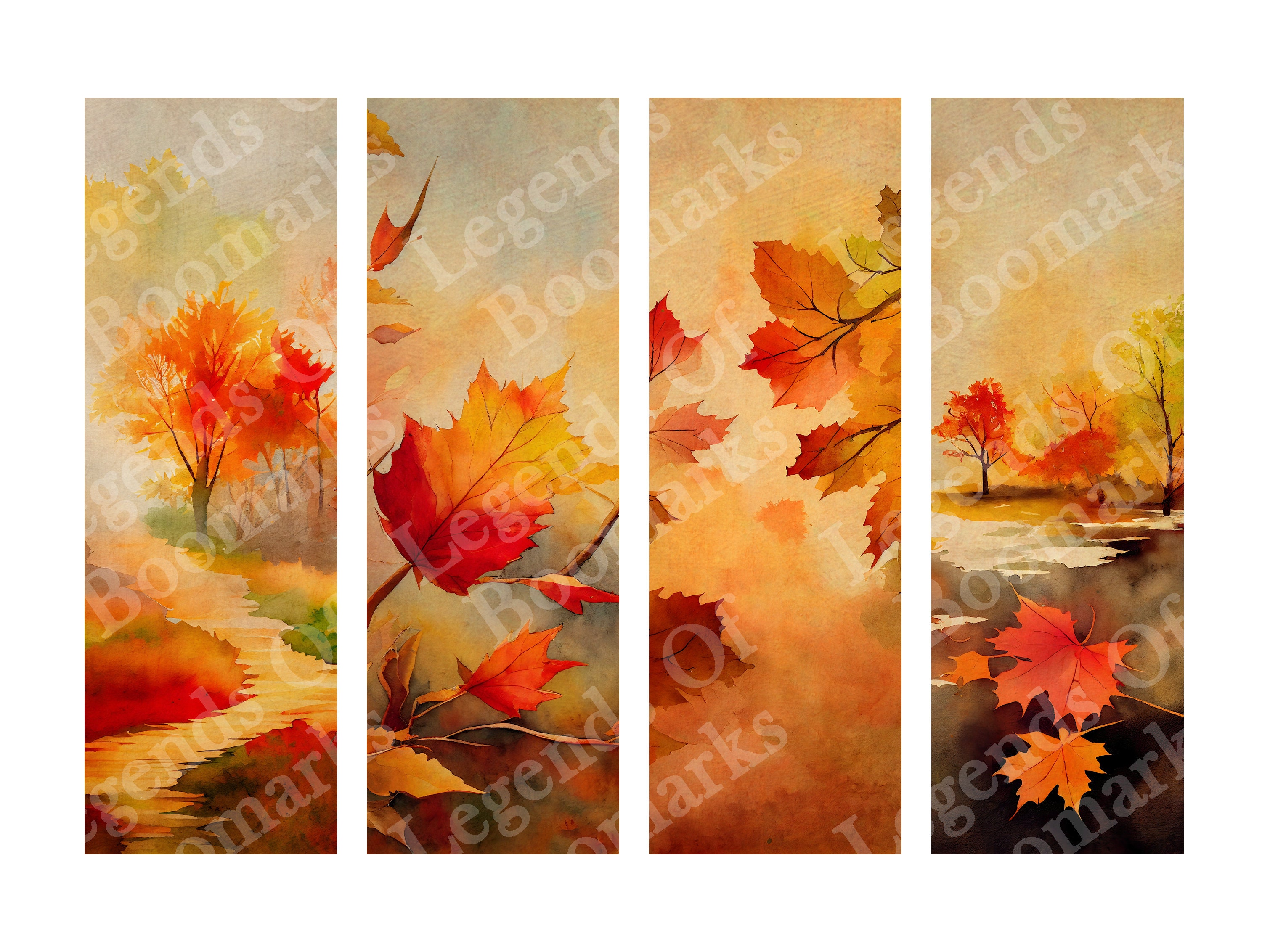 Printable Fall Autumn Bookmarks | Set of 4 | Fall Autumn Watercolor ...