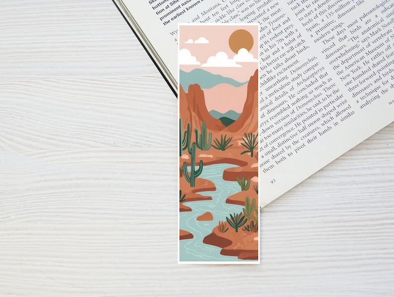 Printable Boho Bookmarks | 4 Bookmark Set | Desert Landscape Bookmark | Booklover Bookmark ...