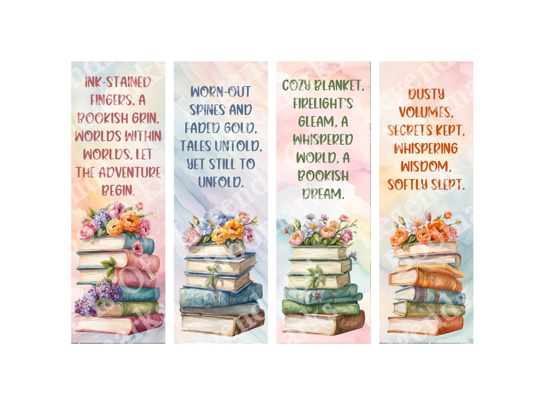 Printable Poems Bookmarks | 4 Bookmark Set | Book Quotes Bookmark ...