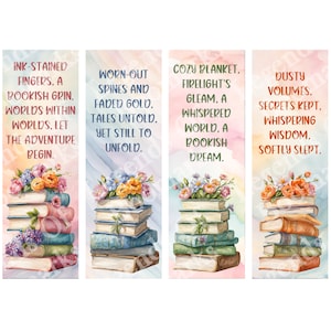 Printable Poems Bookmarks | 4 Bookmark Set | Book Quotes Bookmark ...