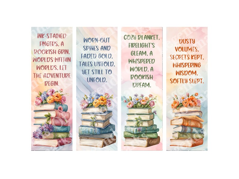 Printable Poems Bookmarks 4 Bookmark Set Book Quotes Bookmark Booklover ...