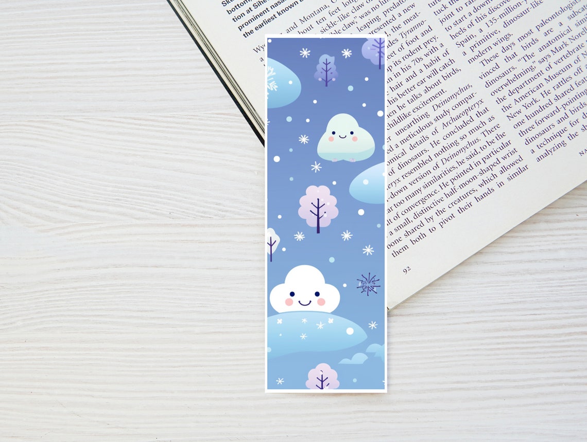 Printable Kawaii Winter Bookmarks 4 Bookmark Set Cute Kawaii Bookmarks ...