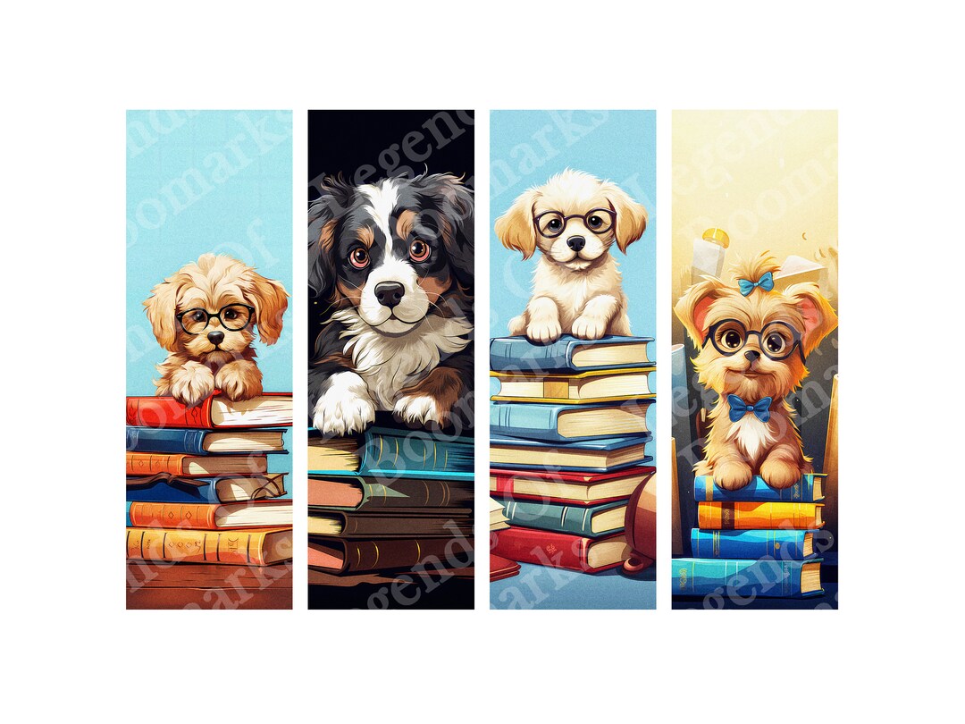 Printable Dog Bookmarks | Set of 4 Bundle | Cute Dog Bookmark ...