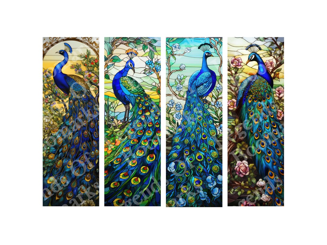 Printable Peacock Bookmarks | 4 Bookmark Set | Bird Bookmark | Bird ...