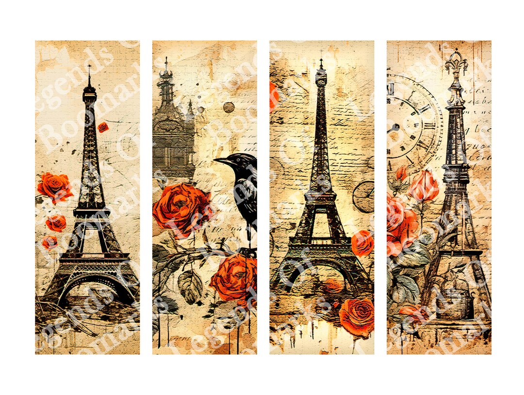 Printable Paris Bookmark | 4 Bookmark Set | Gothic Bookmark | Page ...