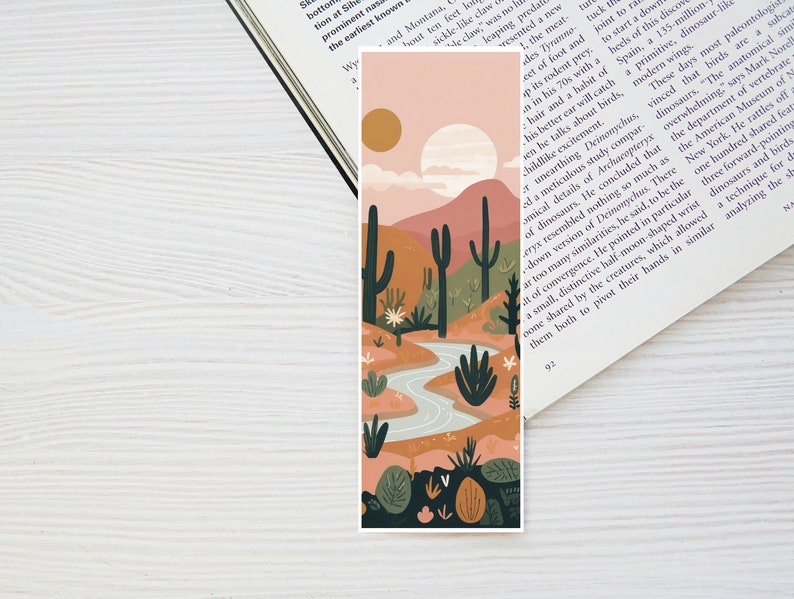 Printable Boho Bookmarks | 4 Bookmark Set | Desert Landscape Bookmark | Booklover Bookmark ...