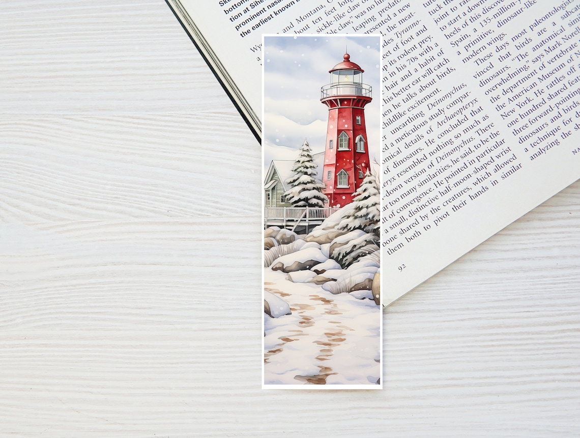 Printable Winter Lighthouse Bookmarks | Set of 4 Bookmark | Watercolor ...