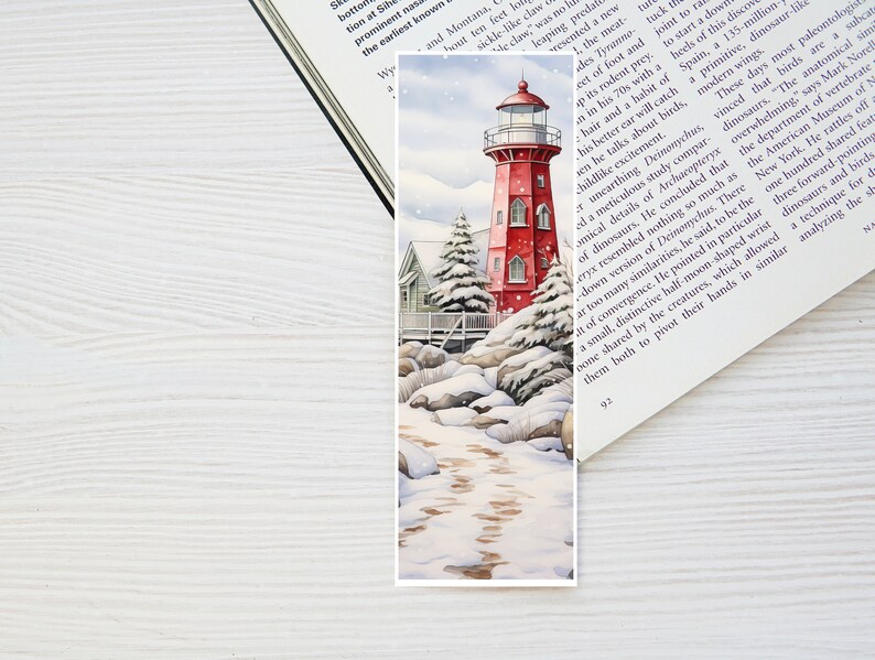 Printable Winter Lighthouse Bookmarks | Set of 4 Bookmark | Watercolor ...