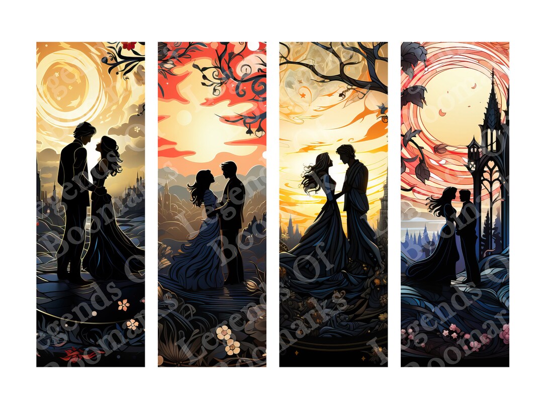 Printable Romance Bookmark | 4 Bookmark Set | Romantic Bookmark ...