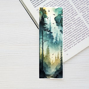 Printable Watercolor Forest Bookmark | 4 Bookmark Set | Fantasy ...