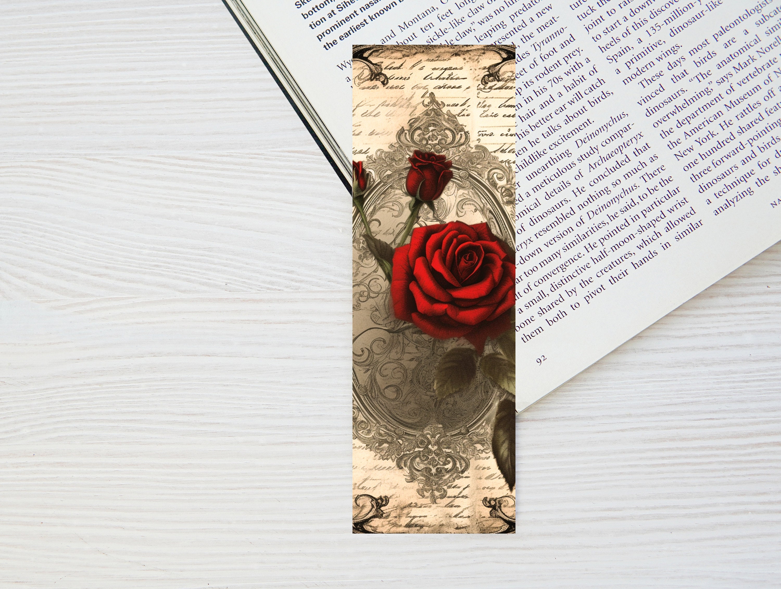 Printable Gothic Red Rose Bookmarks | Set of 4 Bundle | Floral Bookmark ...
