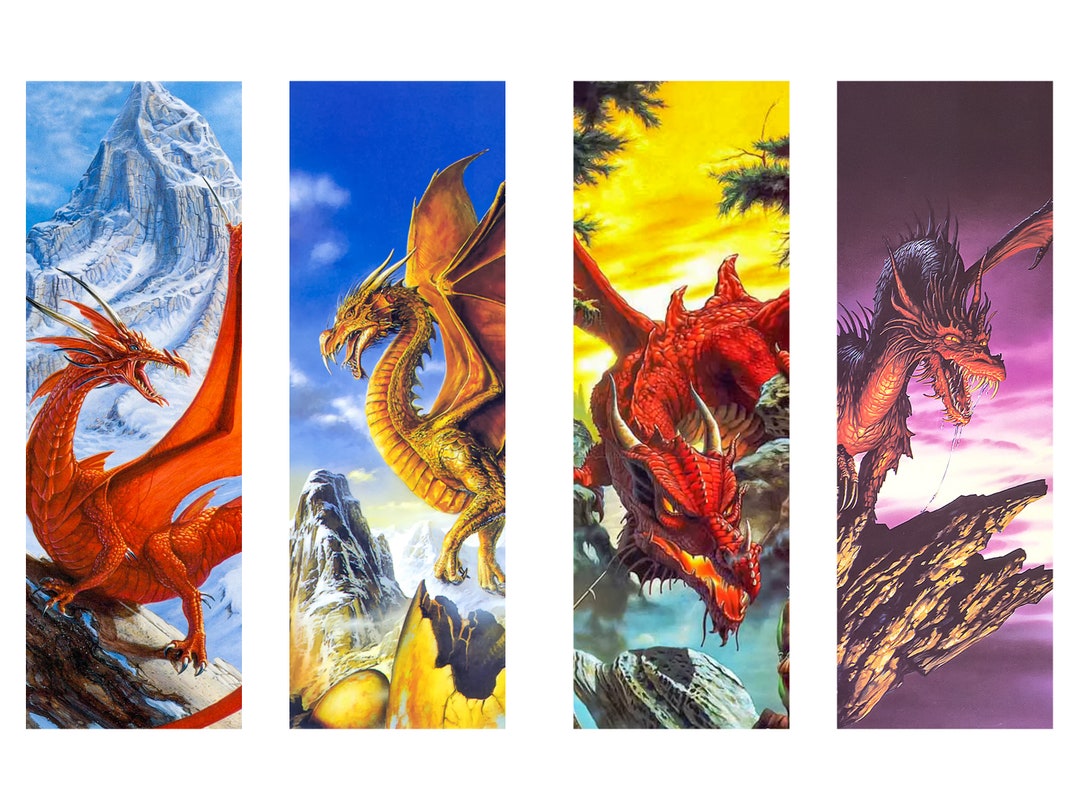 Printable Dragon Fantasy Bookmark | Set of 4 | Reader Gift | Geek Gift ...