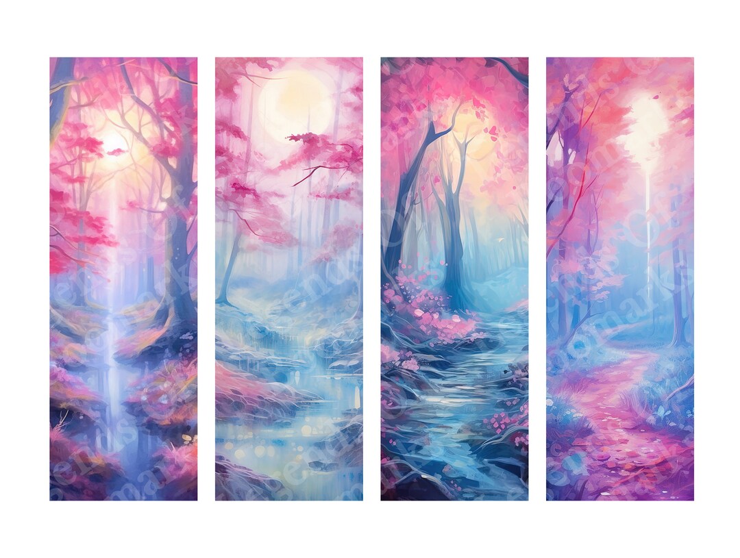 Printable Fantasy Forest Bookmarks | 4 Bookmark Set | Enchanted Forest ...