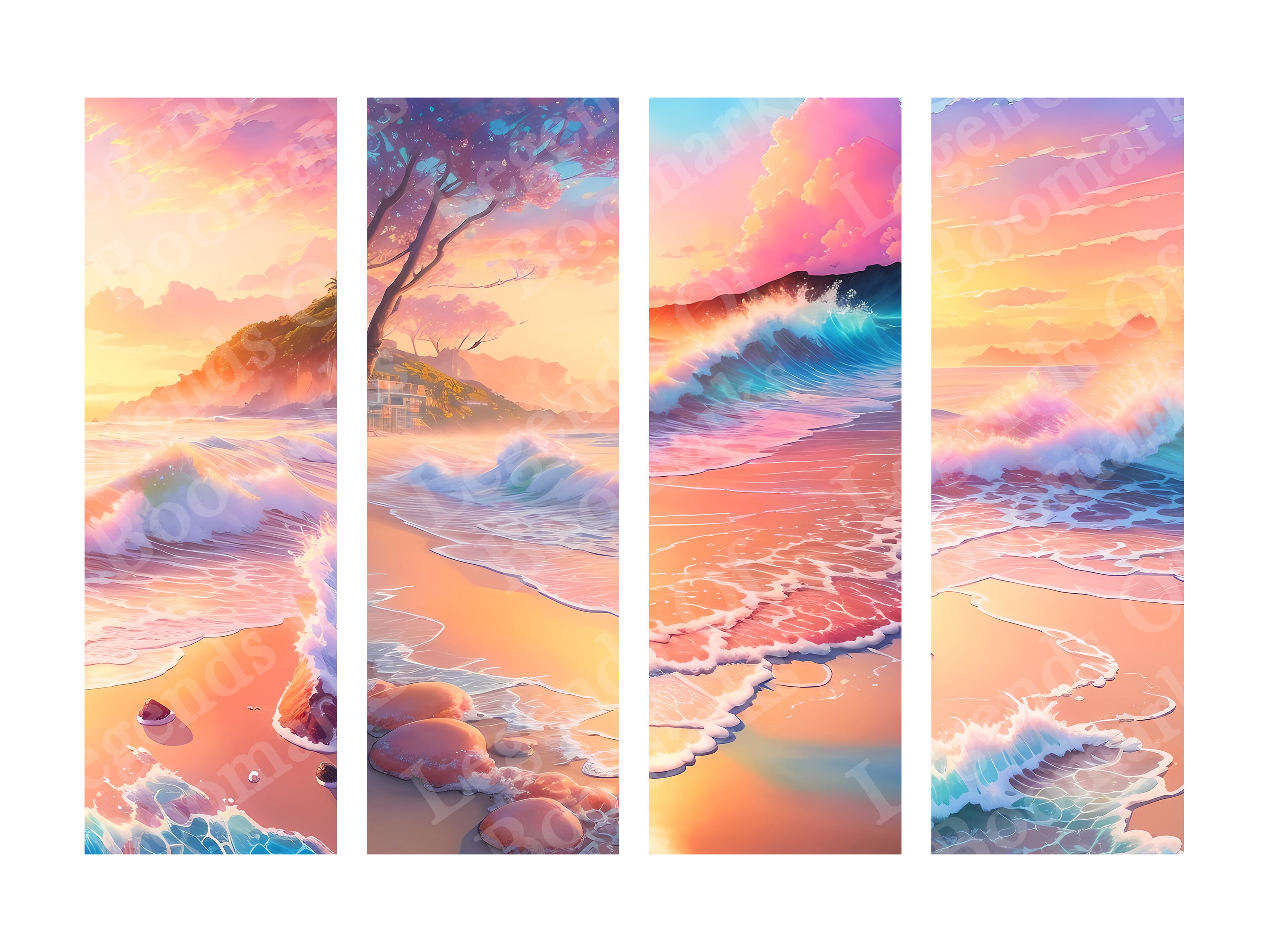 Printable Sunset Beach Bookmarks | 4 Bookmark Set | Tropical Beach ...