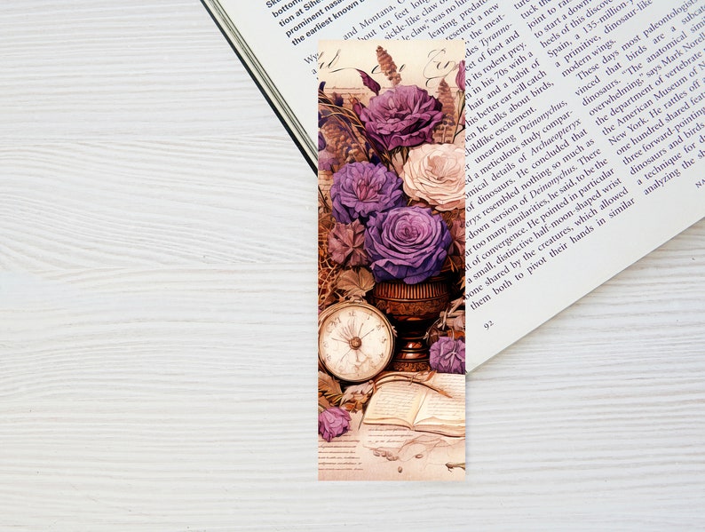 Printable Purple Gothic Roses Bookmarks Set of 4 Bookmark Purple Flower ...