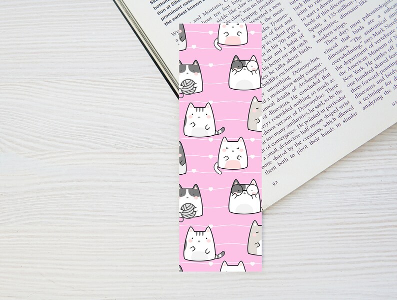 Printable Kawaii Kitty Cat Bookmarks 4 Bookmark Set - Etsy