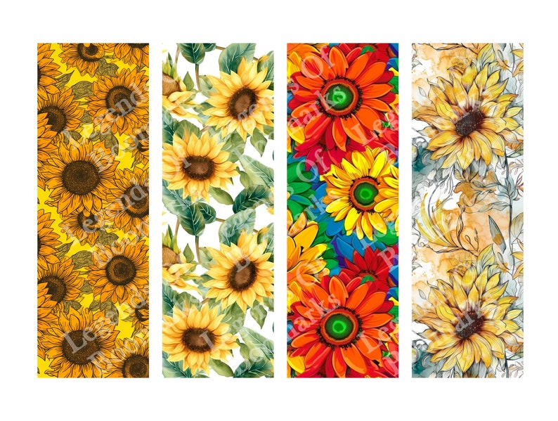 Printable Sunflower Bookmarks | Set of 4 Bundle | Floral Bookmark ...