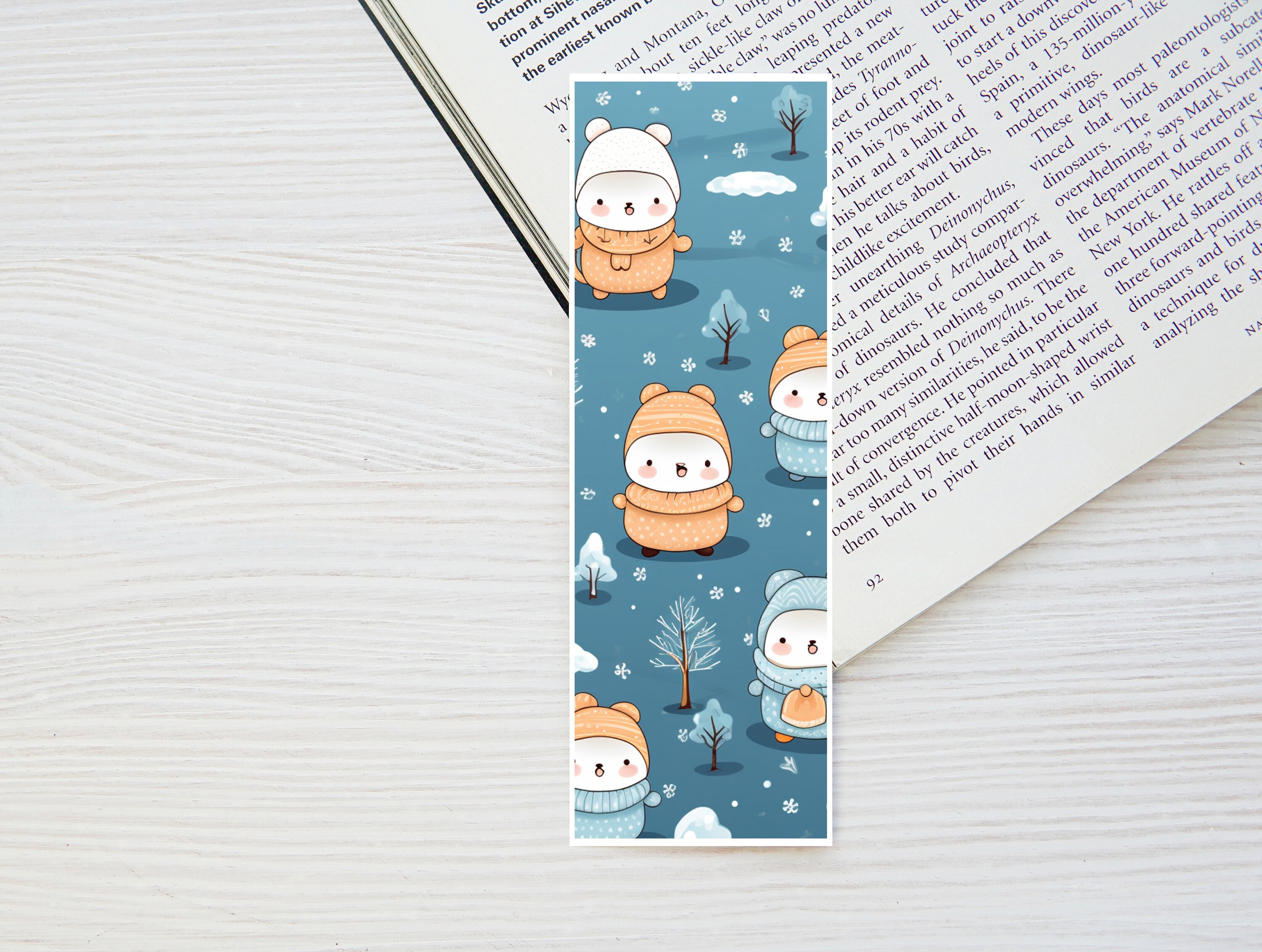 Printable Kawaii Winter Bookmarks 4 Bookmark Set Cute Kawaii Bookmarks ...