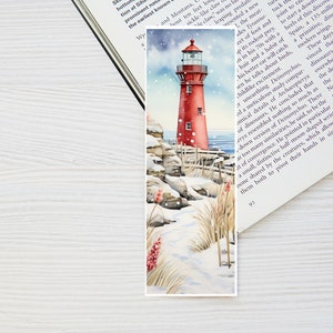 Printable Winter Lighthouse Bookmarks | Set of 4 Bookmark | Watercolor ...