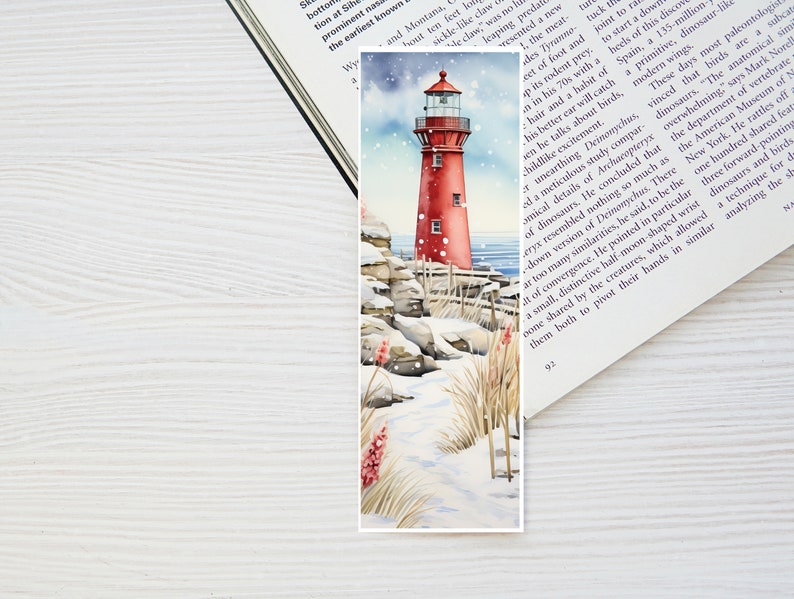 Printable Winter Lighthouse Bookmarks | Set of 4 Bookmark | Watercolor ...