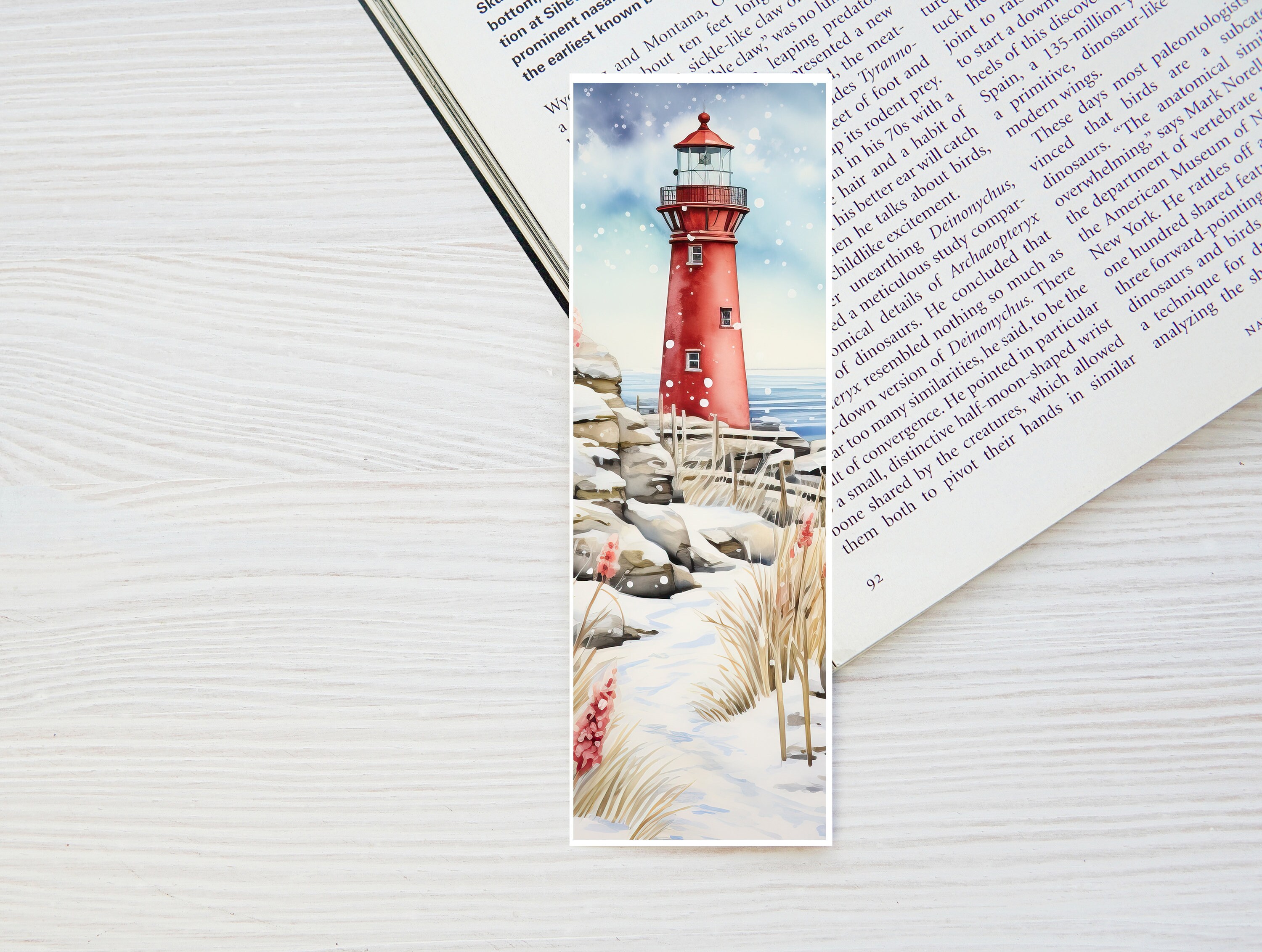 Printable Winter Lighthouse Bookmarks | Set of 4 Bookmark | Watercolor ...