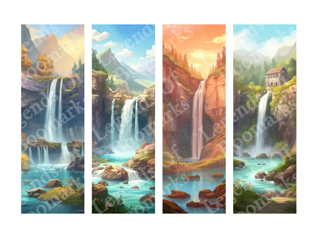 Printable Waterfall Bookmarks | 4 Bookmark Set | Unique Bookmark ...