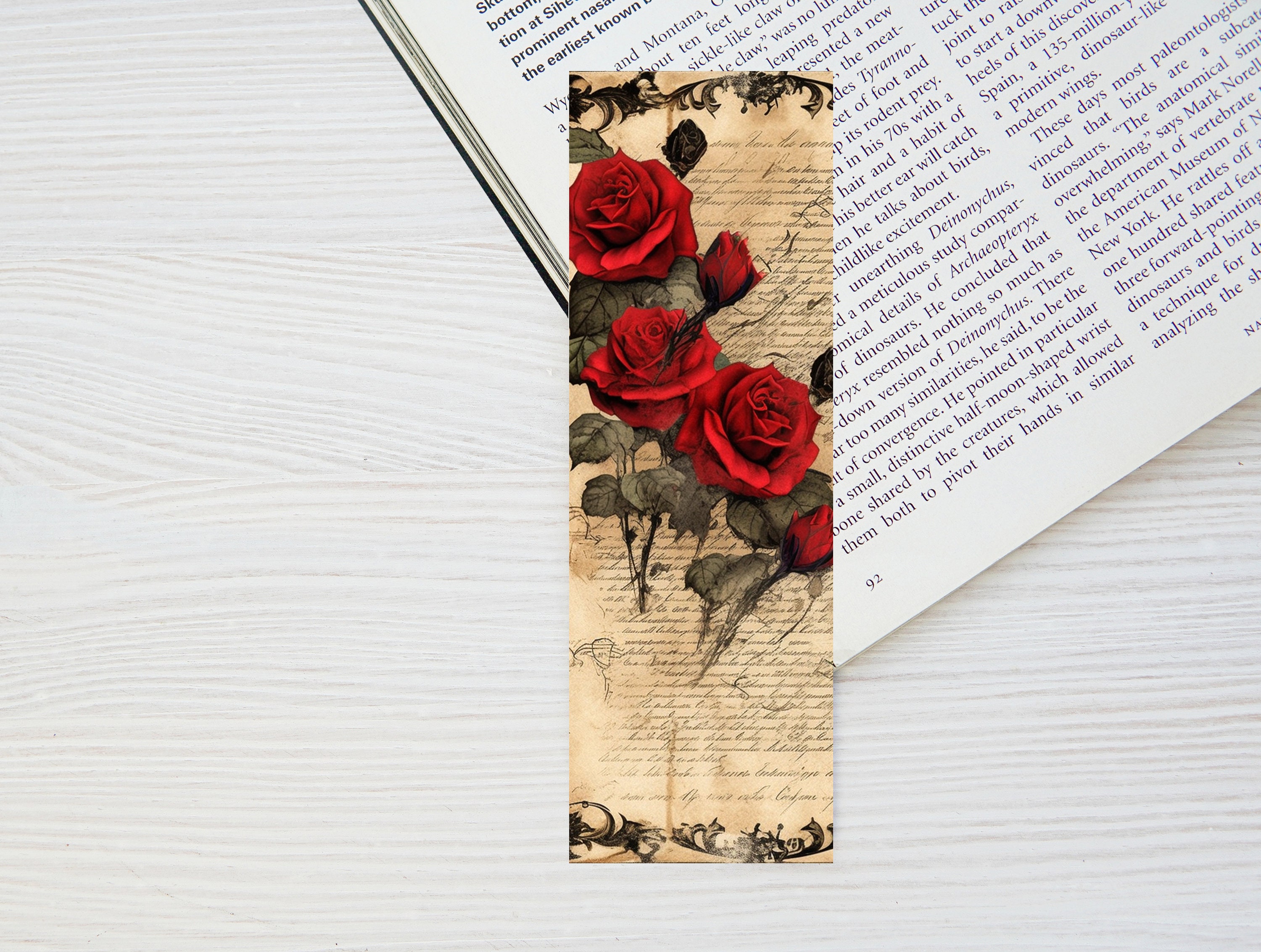 Printable Gothic Red Rose Bookmarks | Set of 4 Bundle | Floral Bookmark ...