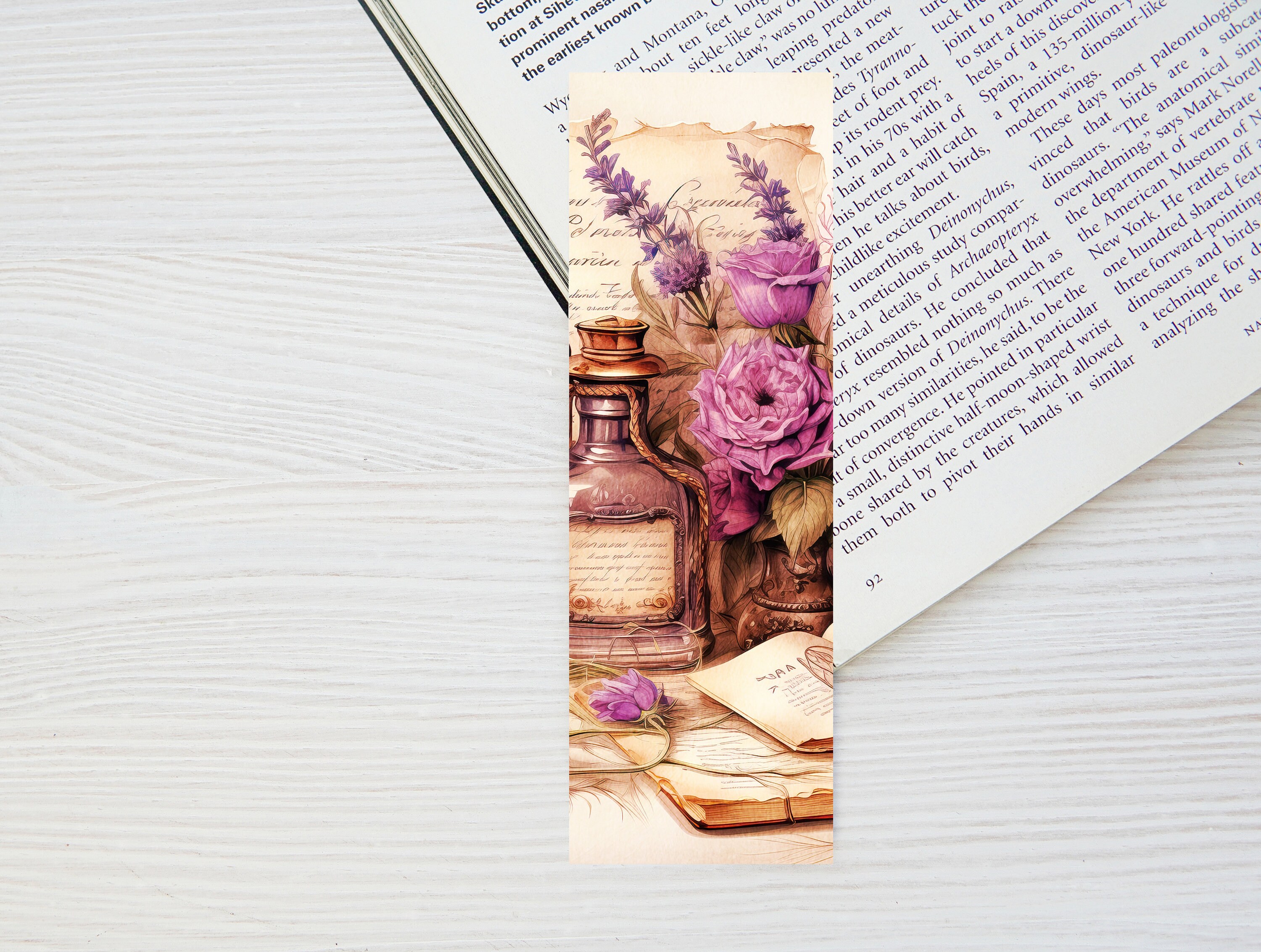 Printable Purple Gothic Roses Bookmarks Set of 4 Bookmark Purple Flower ...