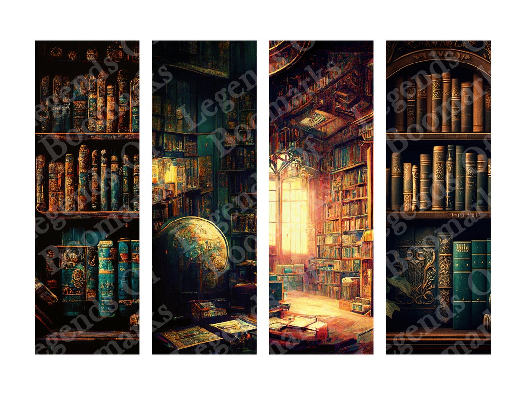 Printable Library Bookmarks | 4 Bookmark Set | Fantasy Books | Medieval ...