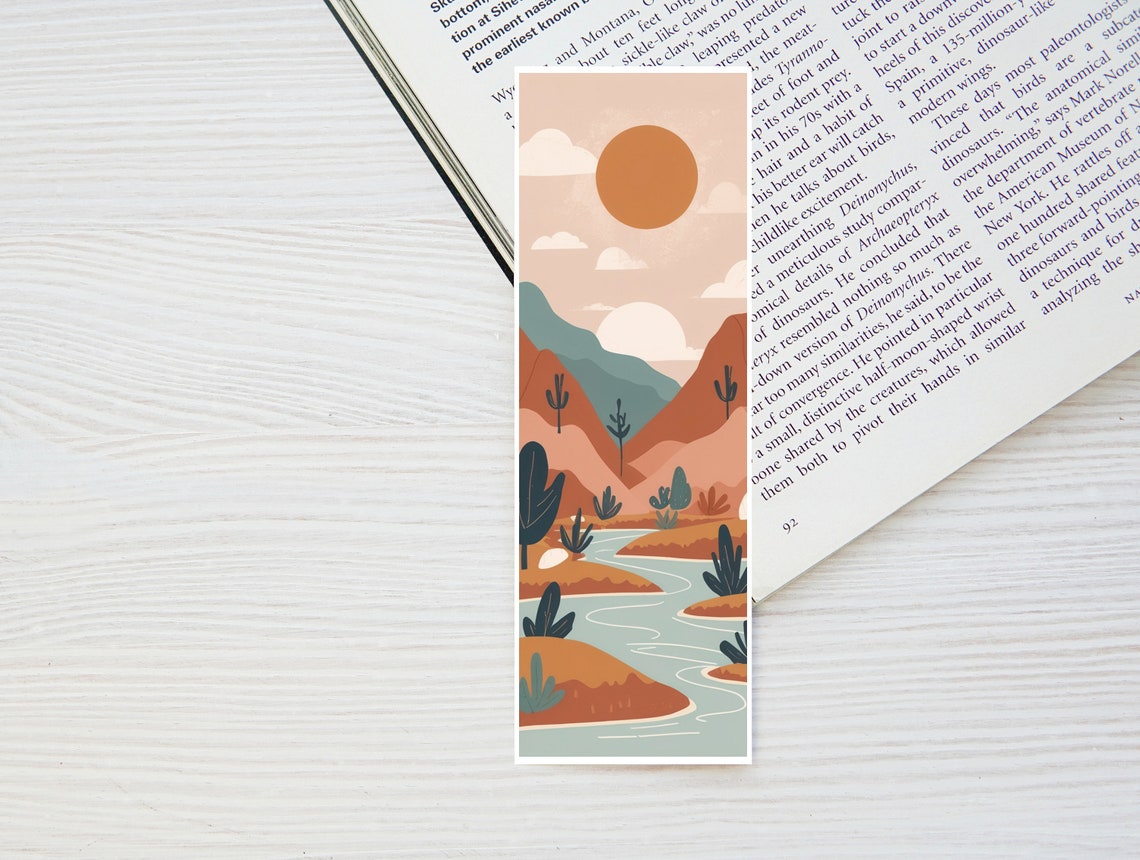 Printable Boho Bookmarks | 4 Bookmark Set | Desert Landscape Bookmark ...