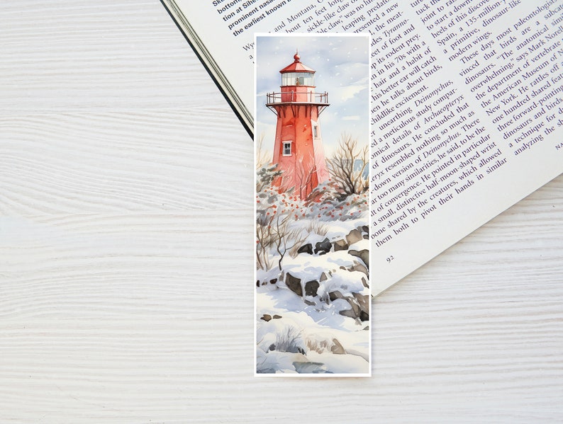 Printable Winter Lighthouse Bookmarks | Set of 4 Bookmark | Watercolor ...