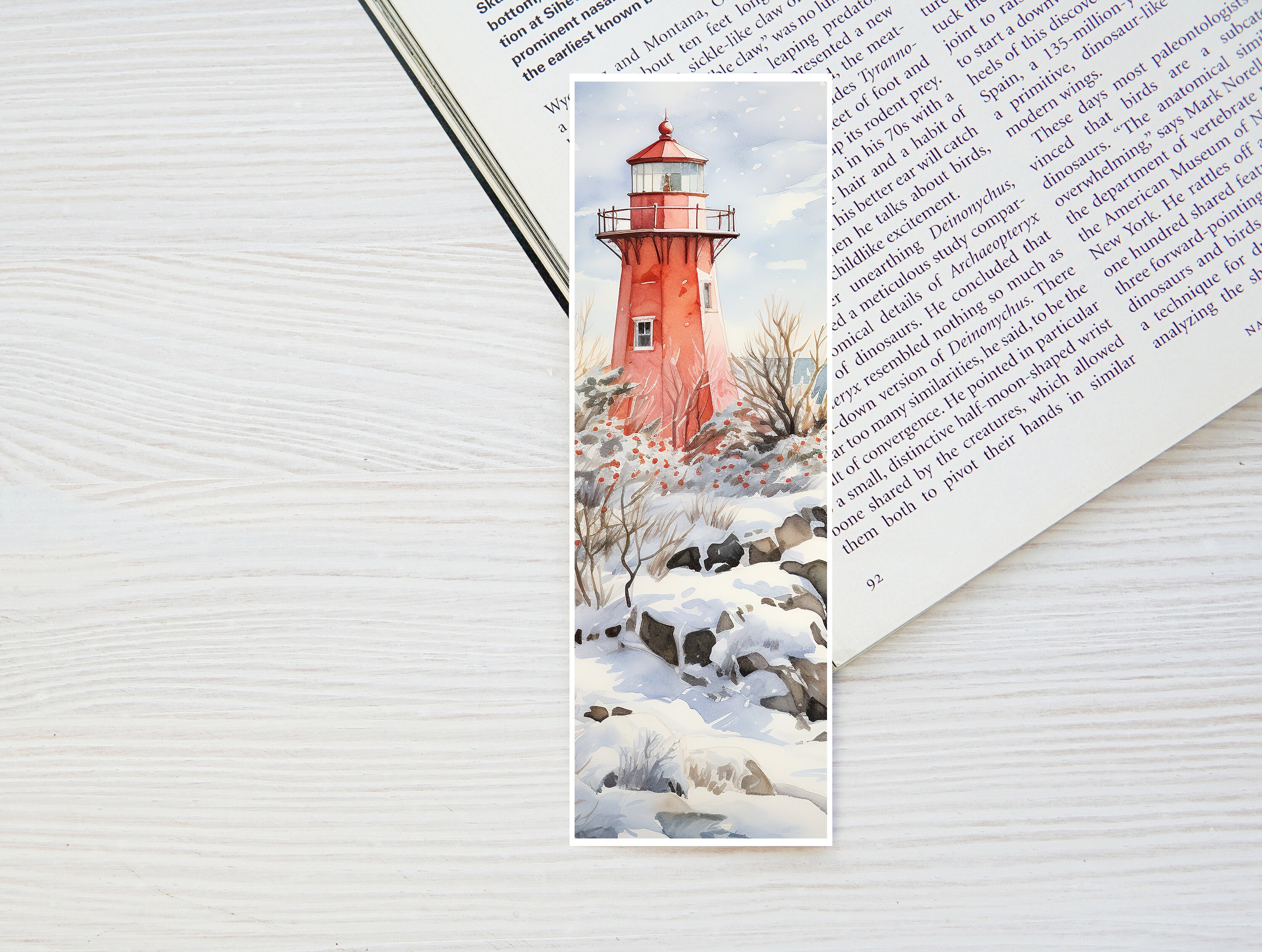Printable Winter Lighthouse Bookmarks | Set of 4 Bookmark | Watercolor ...