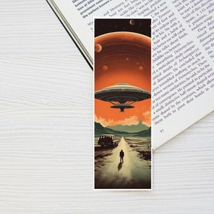 Printable Retro Sci-fi Bookmarks | Set of 4 | Vintage Retro Space | UFO ...