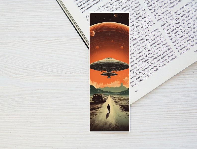 Printable Retro Sci-fi Bookmarks | Set of 4 | Vintage Retro Space | UFO ...