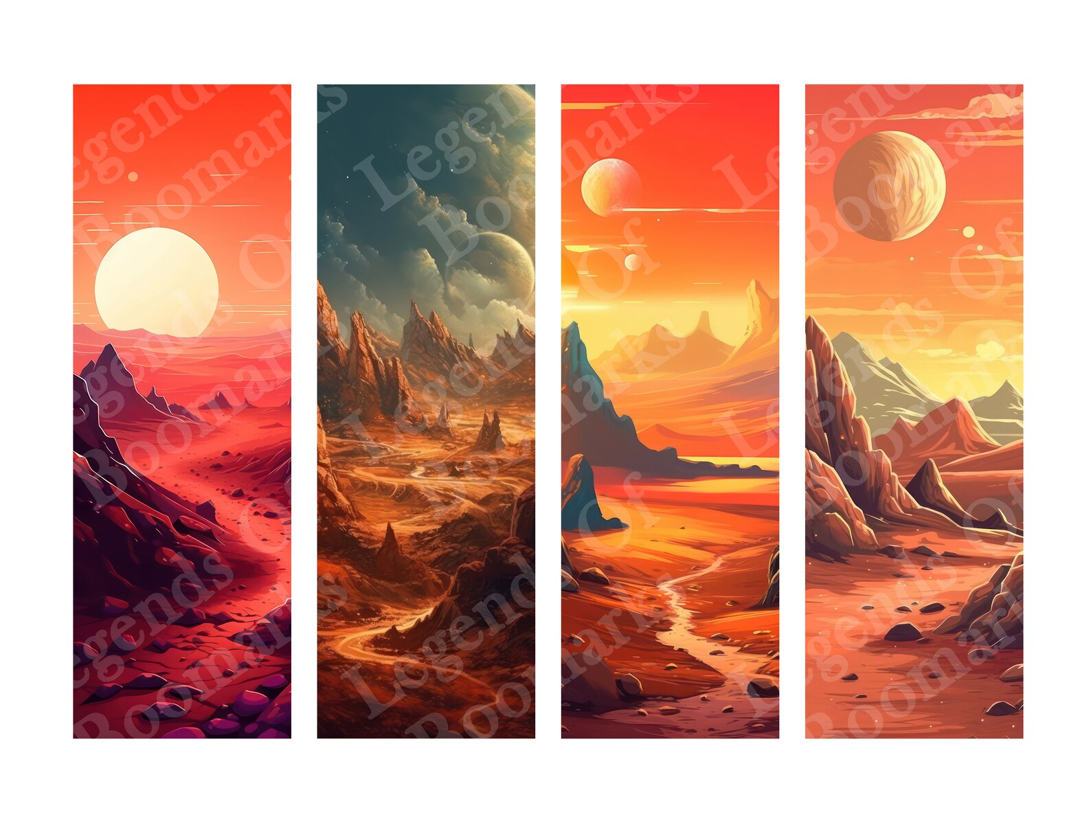 Printable Sci-fi Dune Red Planet Bookmarks | 4 Bookmark Set | Mars ...