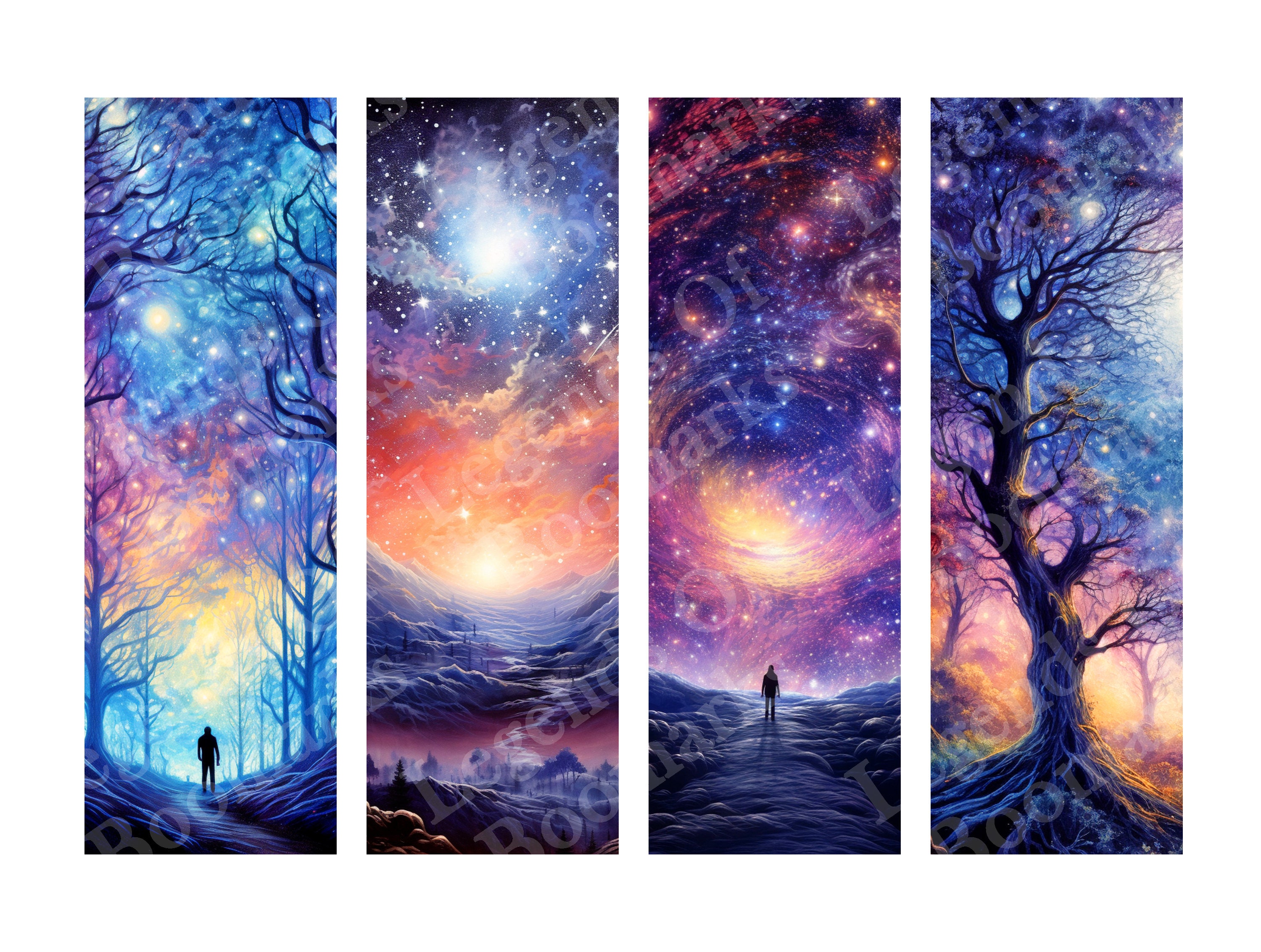 Printable Galaxy Bookmarks | 4 Bookmark Set | Starry Night Bookmark ...