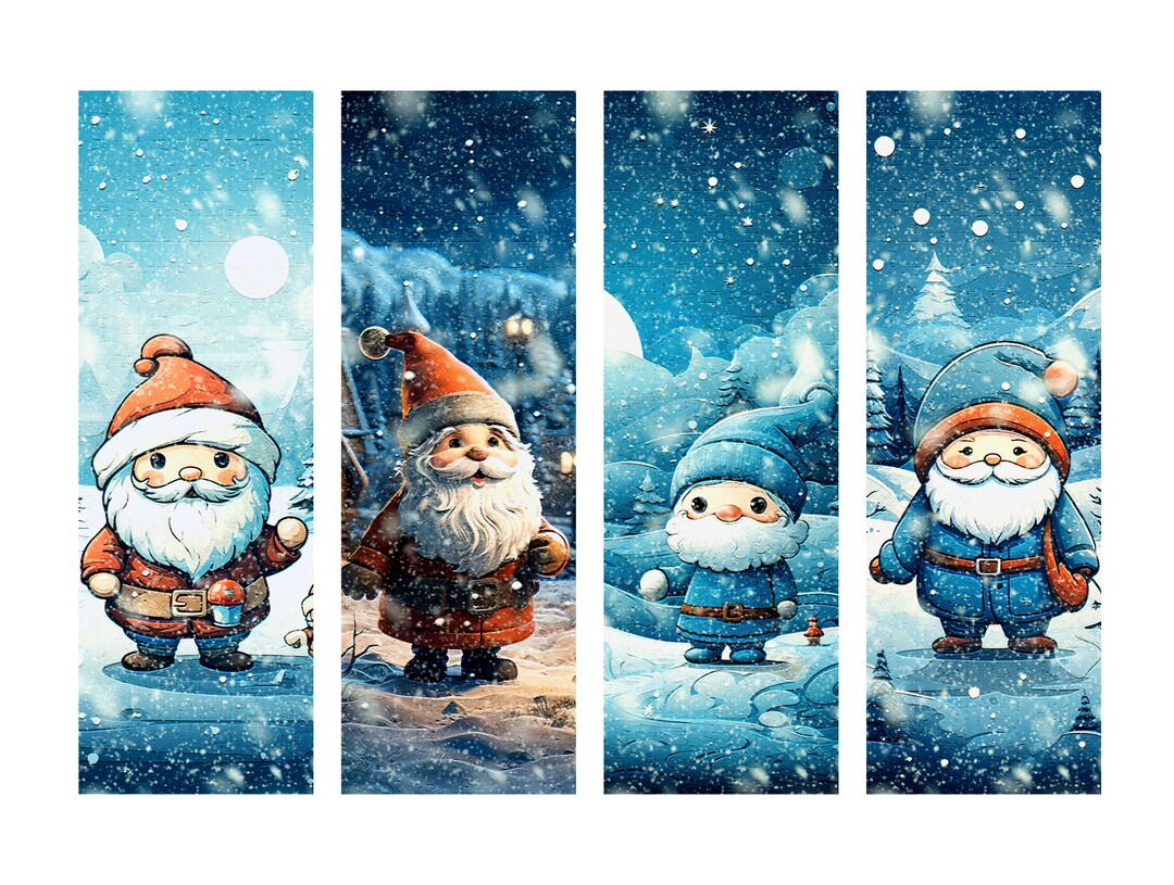 Printable Christmas Bookmarks | Set of 4 Bundle | Gnome Bookmark | Cute ...
