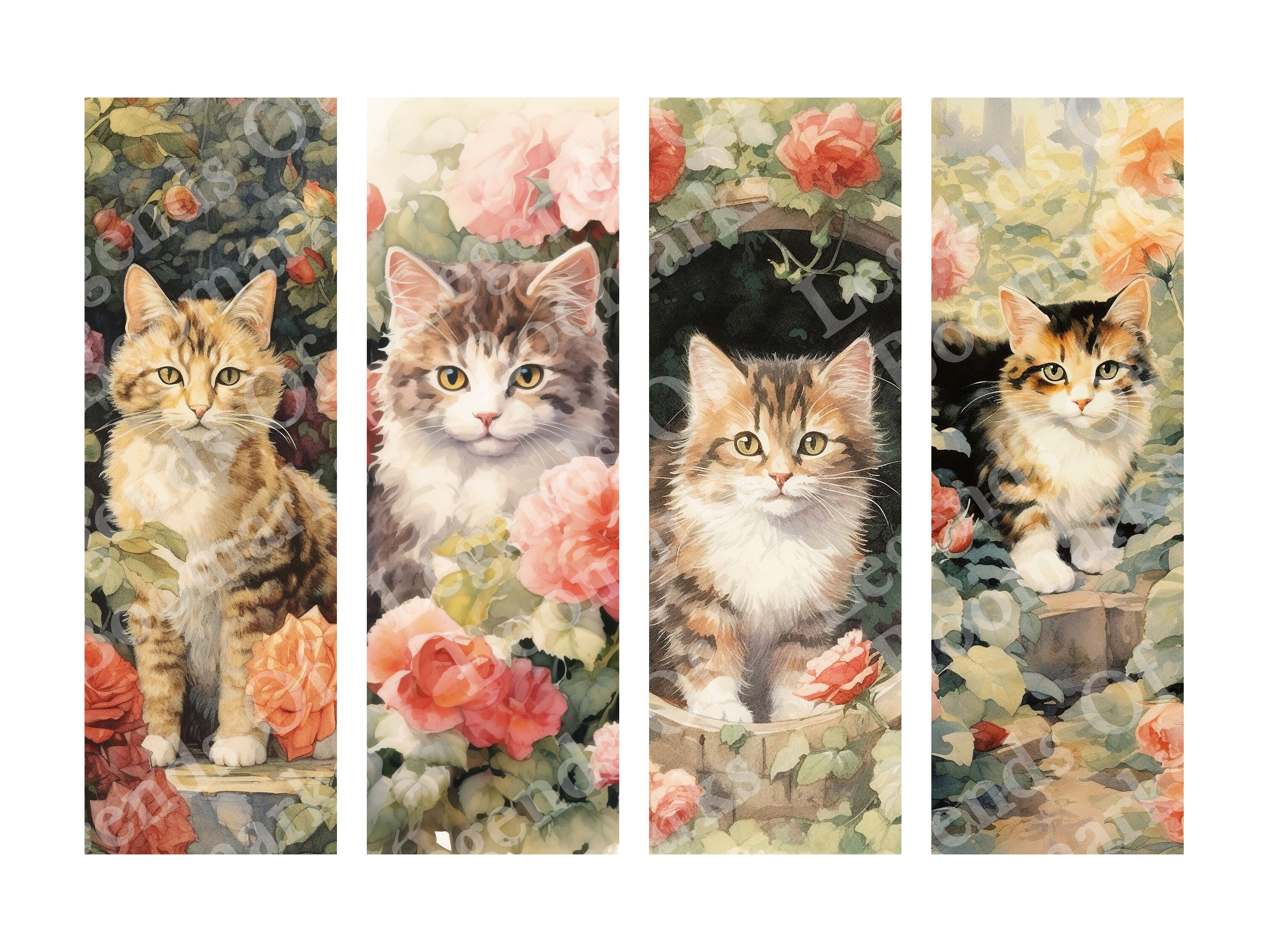 Printable Kitty Cat Bookmarks | 4 Bookmark Set | Digital Bookmark ...