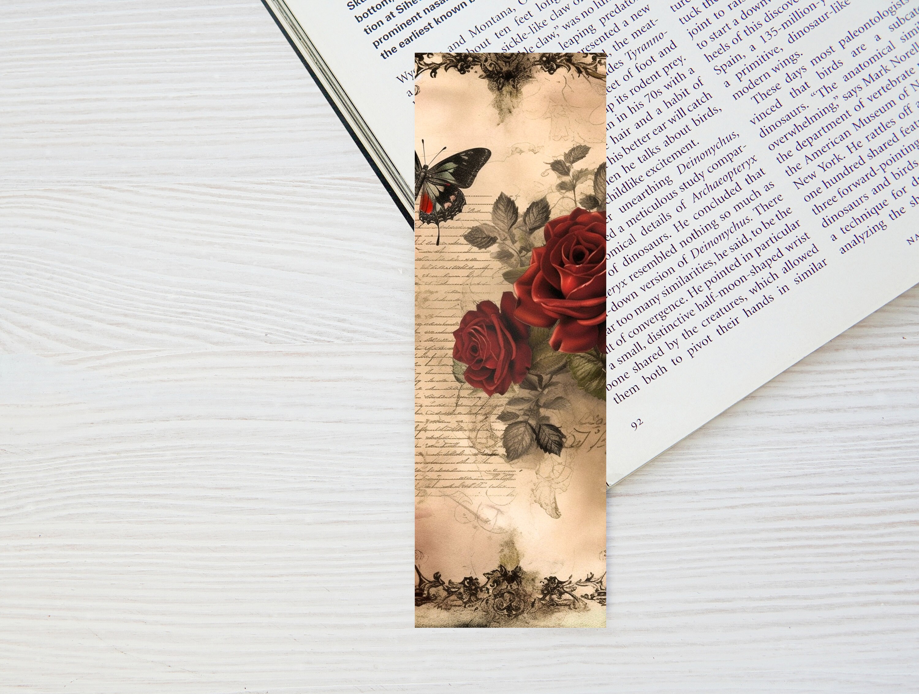 Printable Gothic Red Rose Bookmarks | Set of 4 Bundle | Floral Bookmark ...