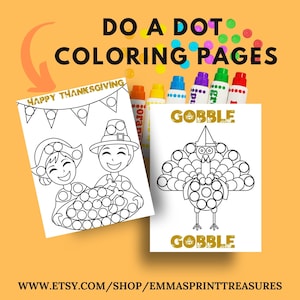 Thanksgiving Coloring Sheets| Dot A Dot Coloring Page for Kids| Do A ...