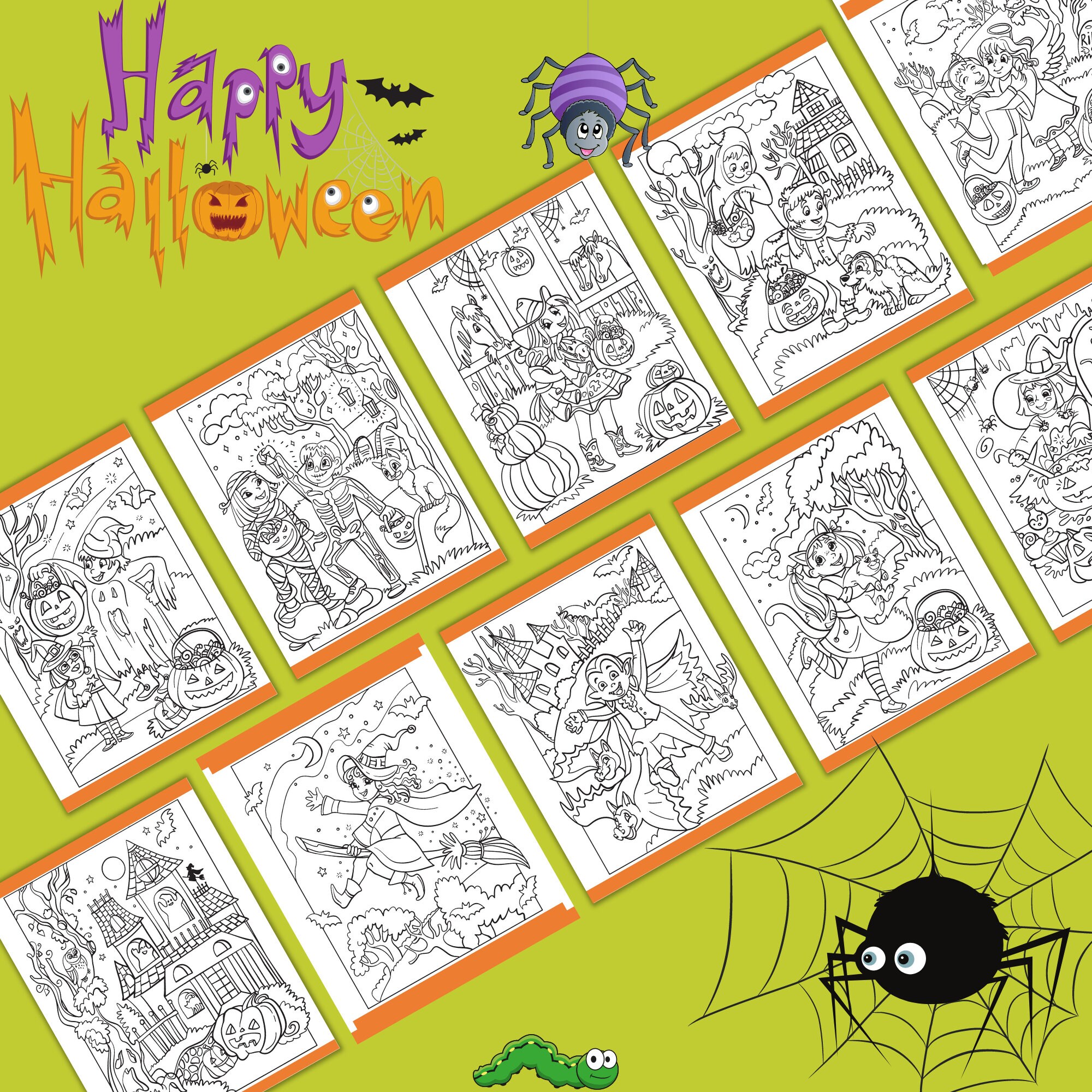 10 Kids Halloween Coloring Pages| Print and Color| Hours of Coloring ...