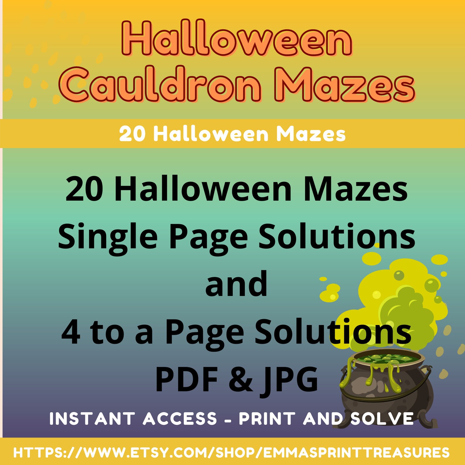 20 Halloween Cauldron Mazes and Solutions| Relax and Enjoy Solving ...