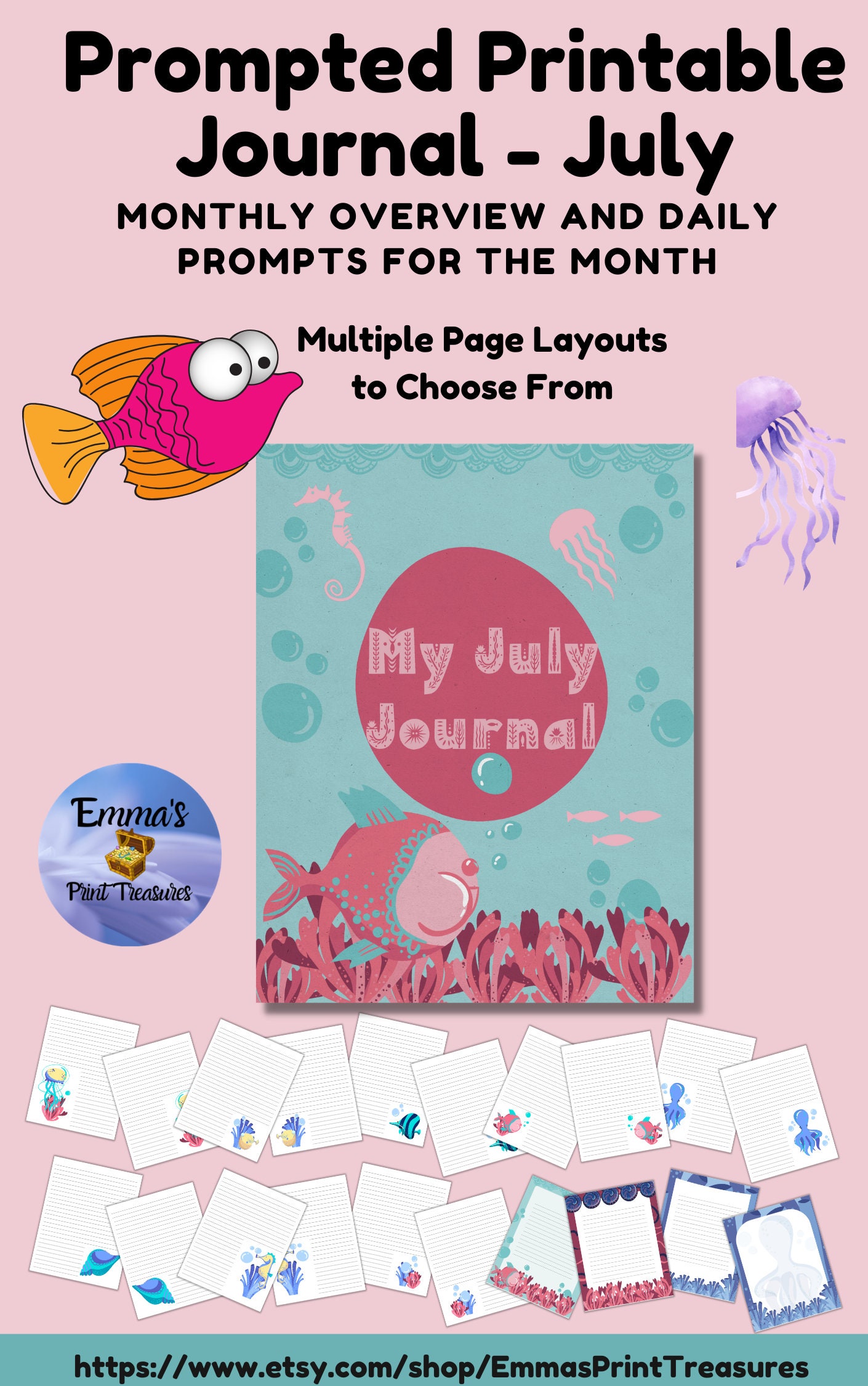 My July Journal 31 Unique Prompts Monthly Overview Themed - Etsy