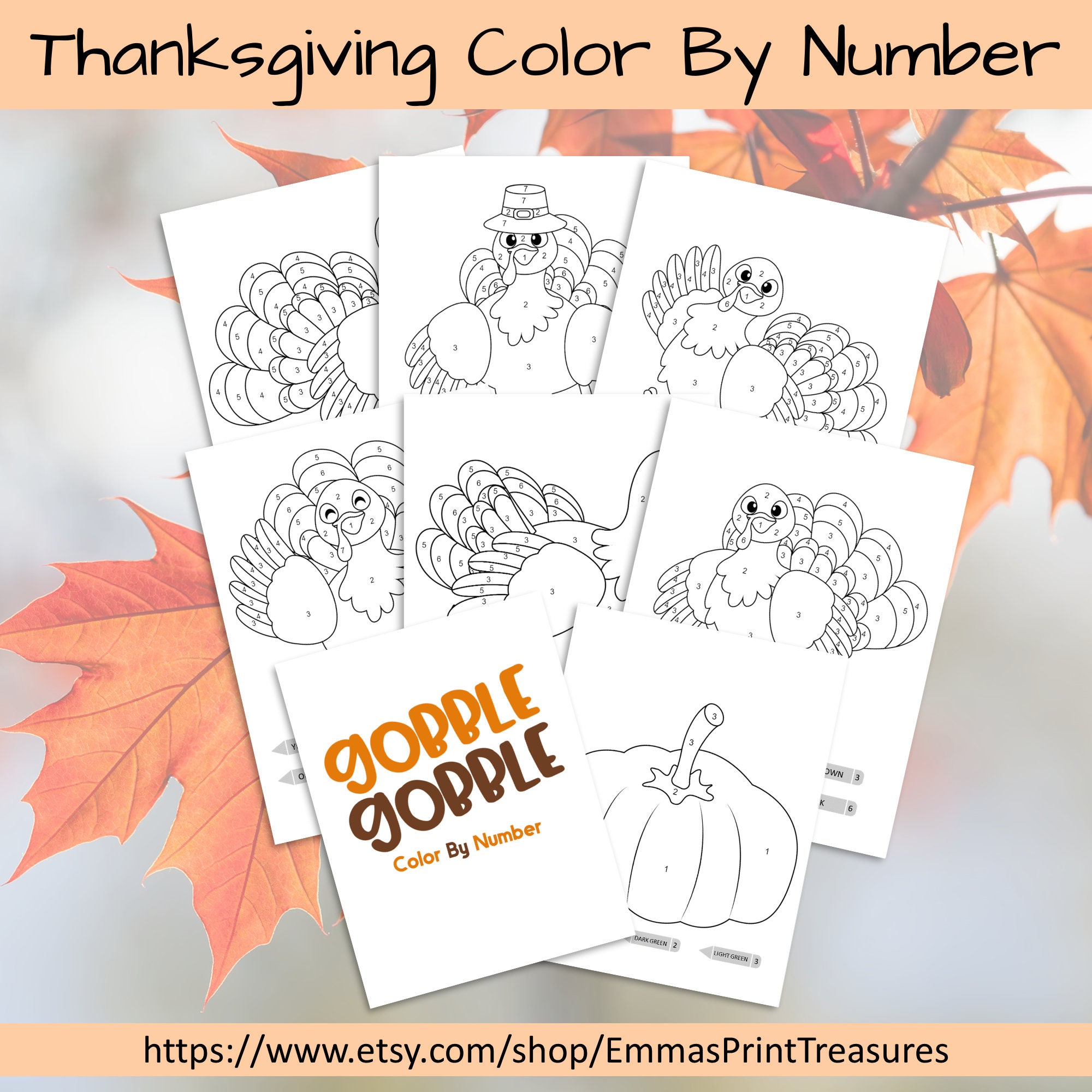 Thanksgiving Color by Number| | 8 Pages of Holiday Coloring Fun ...