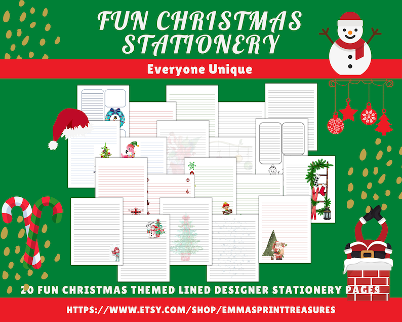 Fun Christmas Stationery| Digital Designer Stationery| Digital Planner ...
