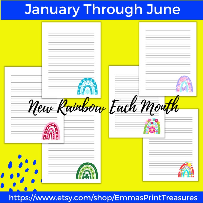 A Year of Rainbows Designer Stationery| Digital Planner Inserts| Set of ...