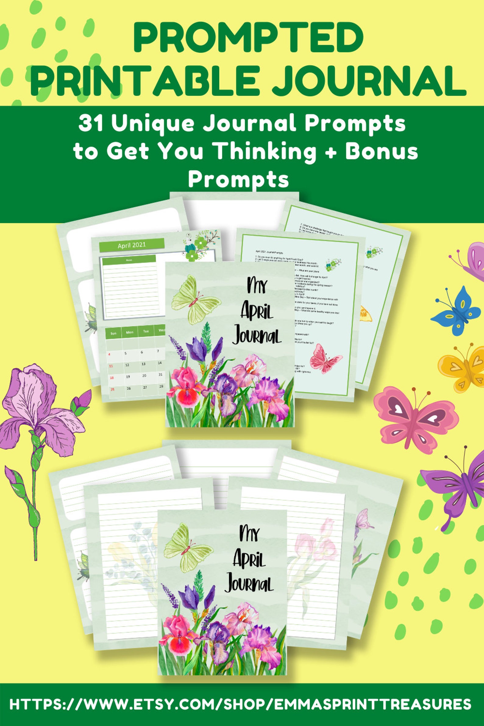 My April Journal 31 Unique Prompts Monthly Overview Themed Lined ...