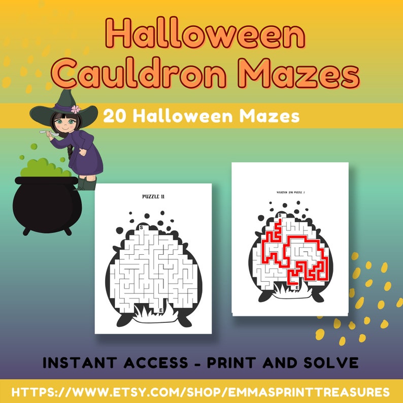 20 Halloween Cauldron Mazes and Solutions| Relax and Enjoy Solving ...