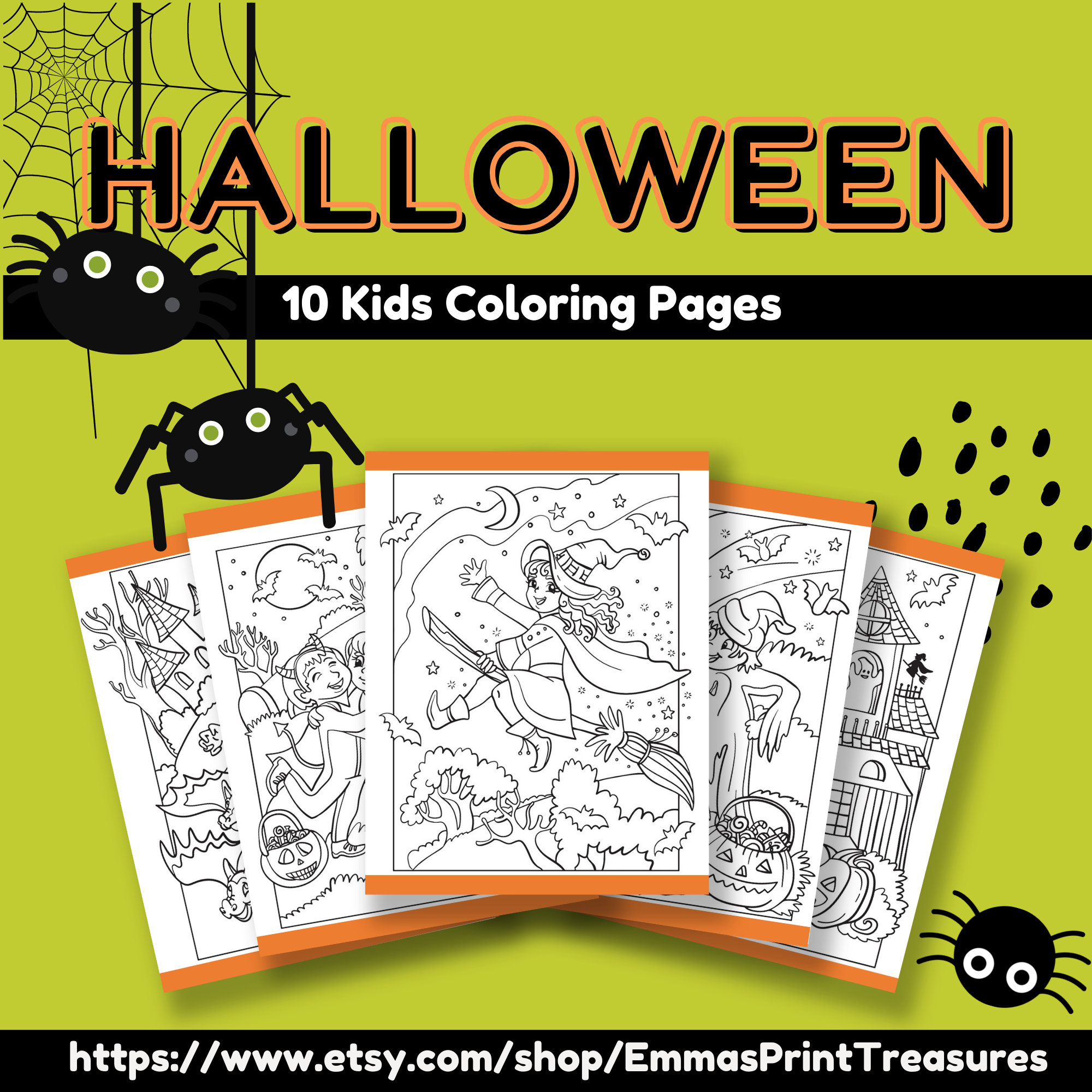 10 Kids Halloween Coloring Pages| Print and Color| Hours of Coloring ...